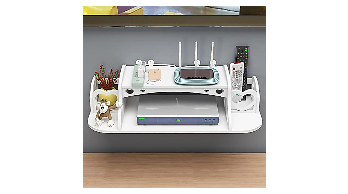 Floating Router Stand: Wall Mounted Shelf for Tidy Storage