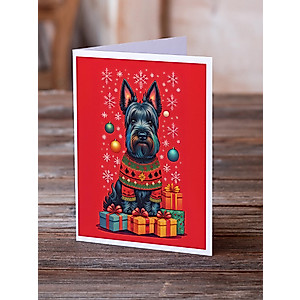 Caroline's Treasures DAC3156GCA7P Scottish Terrier Holiday Christmas Greeting Cards Pack of 8 Blank Cards with Envelopes Whimsical A7 Size 5x7 Blank Note Cards