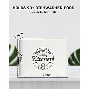 Dishwasher Pod Container with Hinged Lid. Farmhouse Metal Dishwaser Pods Holder for Kitchen Cabinet Organizer. Modern Kitchen Decor and Accessories. Dishwasher Detergent Tablet Storage(Cream)