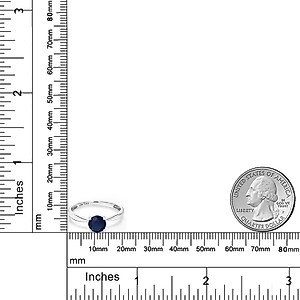 Gem Stone King 10K White Gold Blue Sapphire Engagement Ring For Women (1.00 Cttw, Round 6MM, Gemstone September Birthstone, Available In Size 5, 6, 7, 8, 9)