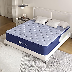 Avenco Queen Size Mattress, 10 Inch Hybrid Queen Mattress in a Box for Pressure Relief & Sound Sleep, Individually Wrapped Pocket Coils Innerspring Mattress for Motion Isolation, Medium Firm Mattress