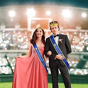 Bonuci Homecoming Party Supplies Prom Homecoming King and Queen Sashes Crowns Hat Rhinestone Tiara (Blue)