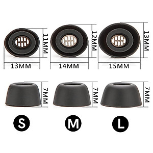 JNSA Replacement Ear Tips Silicone Anti-Slip Eartips Ear Plug Ear Tip Gels Compatible with Google Pixel Buds Pro, [Fit in Case],L/M/S 3 Size 3 Pairs,Black pixbp