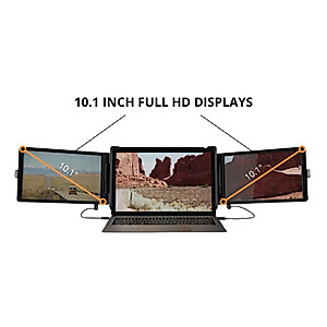 Xebec Tri-Screen 2 | 10.1in Portable Attachable Monitor for Laptop | Full HD Plug & Play, Compatible with Mac, PC, 1920x1200 Full HD Displays | The Original Tri Screen for Laptop with Instant Setup