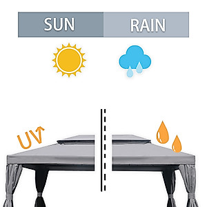 COZYVIDA10' x 13' Patio Gazebo, Aluminum Frame Double Roof Outdoor Gazebo Canopy Shelter with Netting & Curtains, for Garden, Lawn, Backyard and Deck, gray
