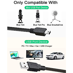 SCOVEE Replacement USB Cable Power Cord for Blue Yeti Recording Microphones MIC,Blue Yeti Pro USB Microphone,USB Microphone,Blue Snowball iCE USB Mic