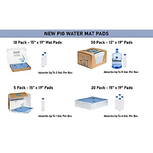 Pig Home Solutions Water Absorbent Mat - Reusable - 5 Pack - 15" x 19" Pads - Blue and White - PM50534