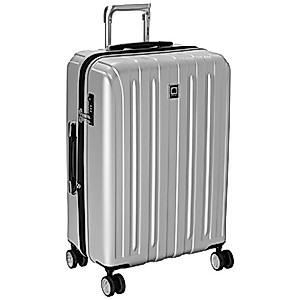 DELSEY Paris Titanium Hardside Expandable Luggage with Spinner Wheels, Silver, Checked-Medium 25 Inch