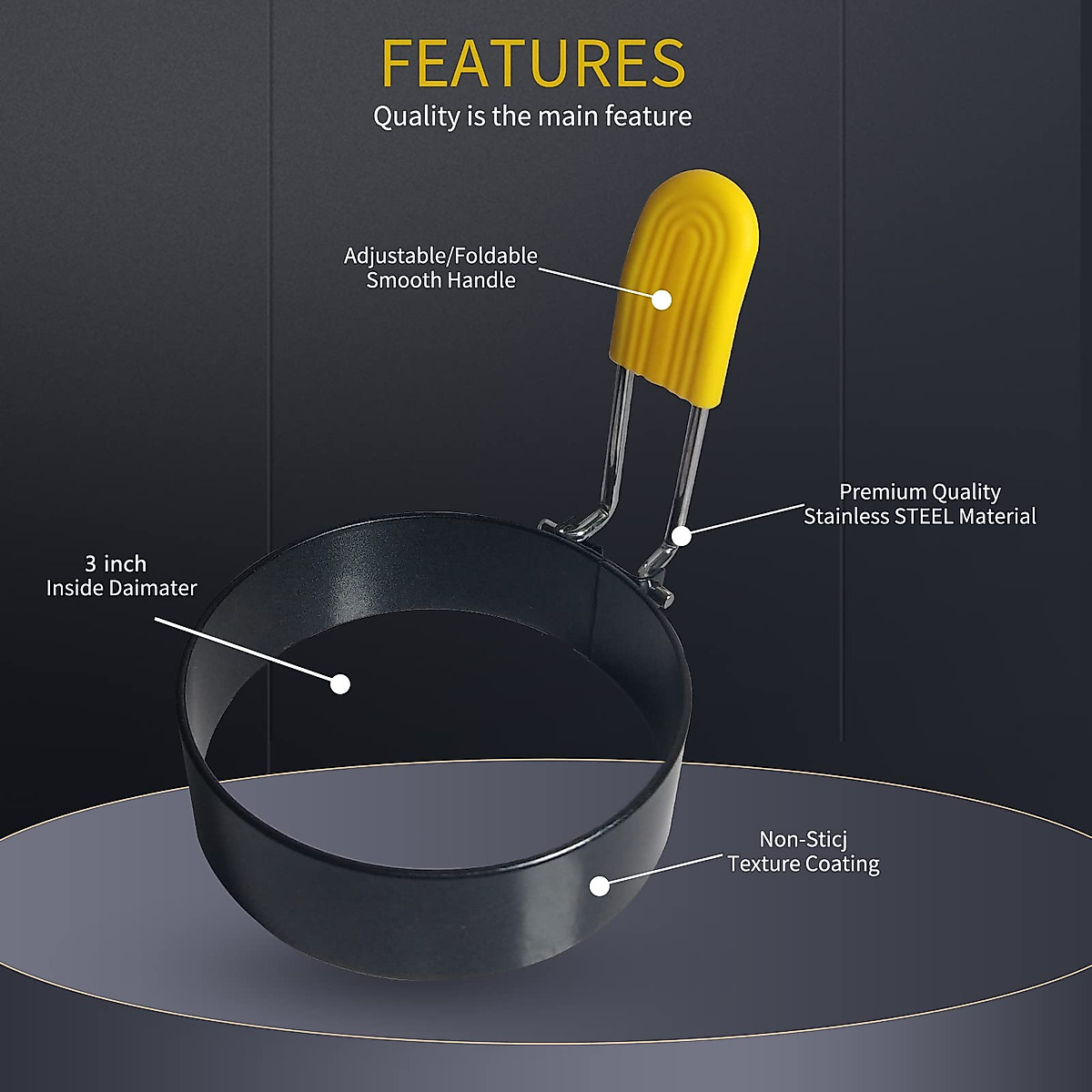 COOKSTYLE Eggs Rings, 4 Pack Stainless Steel Egg Cooking Rings, Pancake Mold for frying Eggs and Omelet, Egg Rings for Frying Eggs