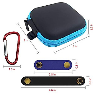 6 Pcs Square Portable Earbuds Case with Carabiners & 2 Headphone Cable Clip, SENHAI Mini Hard EVA Carrying Case Storage Bag for Earphone Earbuds Bluetooth Headset U Disk - 6 Colors