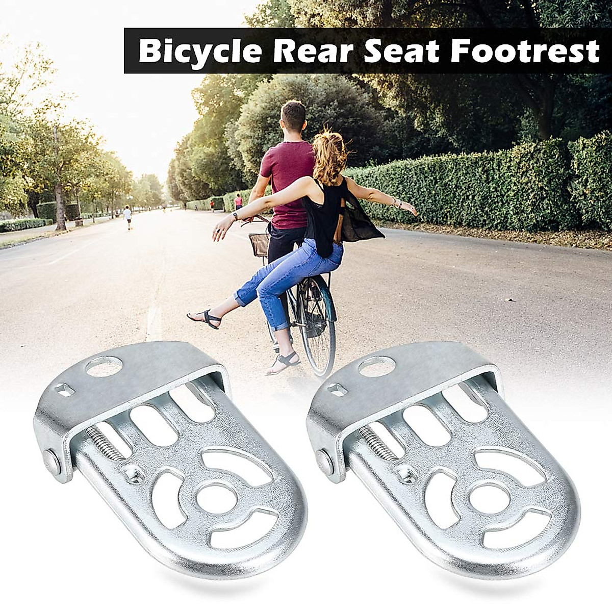 Lixada 1 Pair Bicycle Folding Foot Rest for Kids Bike Rear Seat Safety Footrest Foot Plates Pedals