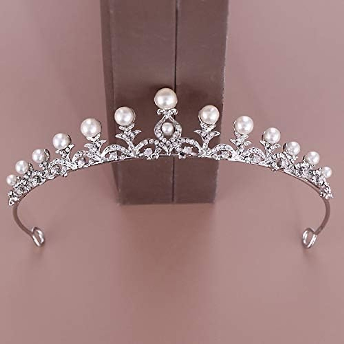 YADIRF Women Luxury Wedding Bridal Pearl Crown Diana Hair Band Headdress Tiara For Wedding Quinceanera Pageant Prom Party Birthday