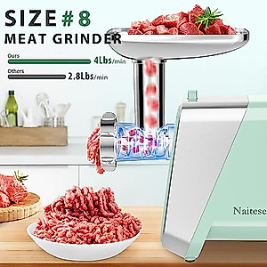 Naitesen 2800W Meat Grinder Electric Sausage Maker Food Grinder Machine with Burger Press Maker 3 Grinding Plates Stainless Steel Sausage Stuffer Tube for Kitchen Home Use