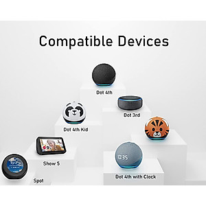 Dot 3rd Generation Charger Power Cord Replacement for GP92NB 15W Dot 4th / 3rd Gen, Dot Kids Edition, Show 5, Dot with Clock Speakers White AC Supply Adapter 5ft