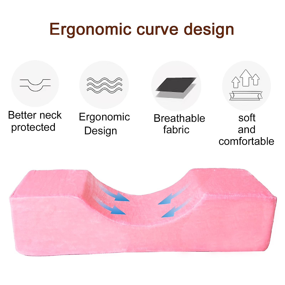 ZhangHome Eyelash Extension Pillow for Beauty Salon, Suitable for Supporting and Protecting Neck When Eyelash Extensions, Comfortable Velvet Beauty Memory U-Shaped Sponge Pillow (Pink)