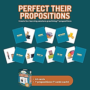 Preposition Flash Cards | 7 Total Prepositions 49 Picture Cards for Speech Therapy - for Teachers, Parents, ESL Teaching Materials and Speech Therapy Materials with 5 Sequencing Learning Games