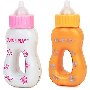 Click N' Play Magic Toy Set, Play Baby Bottles with Disappearing Milk & Juice, Doll Accessories for Kids & Toddlers, Great Gift for Little Girls Ages 2-4