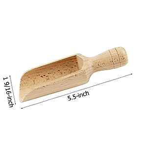 BICB Wooden Scoop (5.5 Inches) Natural Beech Wood Scoop for Flour, Bath Salt, Sugar, Cereal, Coffee and More - Multipurpose Wooden Spoon