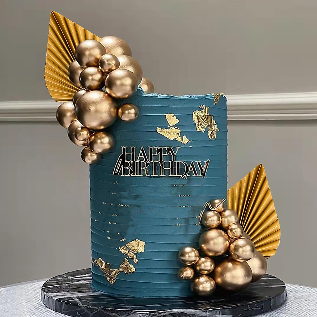 Gold Palm Leaves Mini Balloons Balls cake Toppers for Boho Birthday Wedding Baby Shower Party Decoration Supplies (Gold)