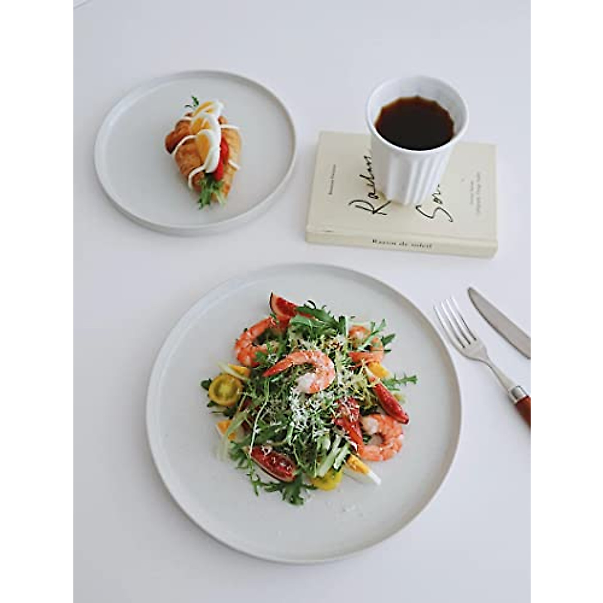 Famiware Plates and Bowls Set, 12 Pieces Dinnerware Sets, Dishes Set for 4, White