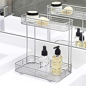 iDesign Vienna 2-Tier Rectangular Cosmetics and Toiletry Storage, Bathroom, Countertop, Desk, Set of 1, Vanity Shelf