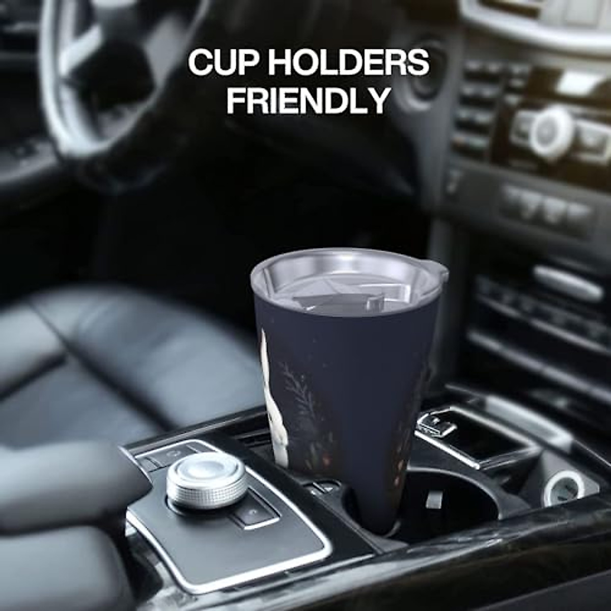 jshmgchw 3d Cute White Rabbit 20oz Tumbler, Car Cup With Lid And Straw, Spill-Proof, Stainless Steel Double Wall Vacuum Insulated Reusable Coffee Travel Mug, For Cold Drinks, Hot Beverage