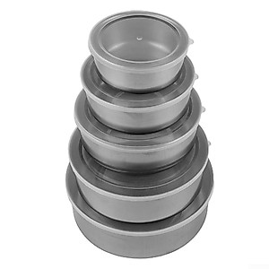 Cloudpower 5 Pcs Stainless Steel Food Storage Containers With Plastic Lids, Leakproof Stainless Steel Lunch Box Containers, Deep Size Bowls