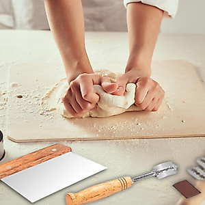 Banneton Bread Proofing Basket Set - Oval & Round Sourdough Proofing Basket w/Cover, Metal & Plastic Scraper, Scoring Lame w/Leather Case and 5 Blades - Bread Making Tools and Supplies (13 pieces)