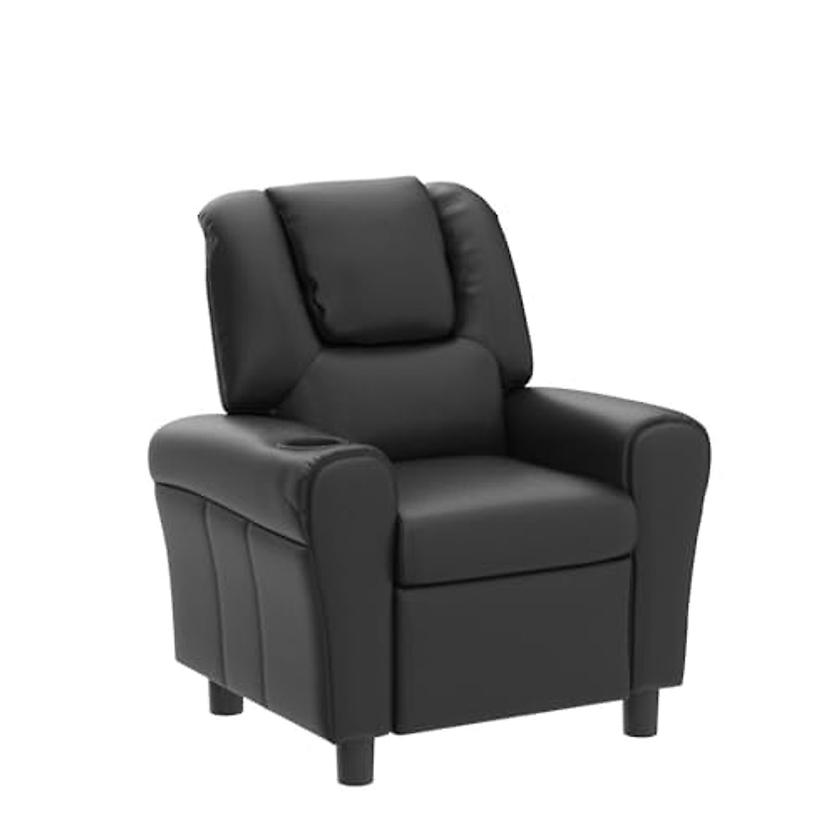 ARLIME Kids Recliner chair, toddler Armchair Upholstered Couch with Cup Holder, Backrest, baby Leather sofa with Headrest and Footrest, Child Furniture for Ages 2-7 (Black)
