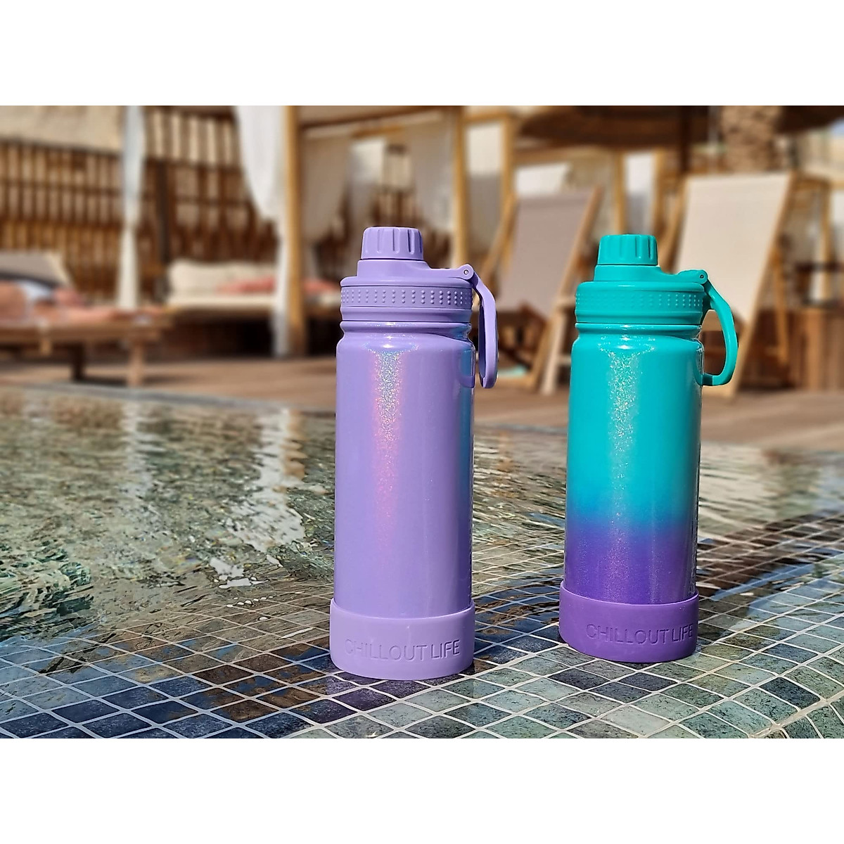 CHILLOUT LIFE 17 oz Kids Insulated Water Bottle for School with Leakproof Spout Lid and Cute Waterproof Stickers, Personalized Stainless Steel Thermos Flask Metal Water Bottle for Girls & Boys