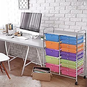N/A 15 Drawer Rolling Storage Cart Tools Scrapbook Paper Office School Organizer Mutli Color Home Furniture