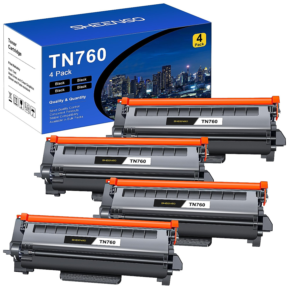 TN760 TN-760 - Compatible Toner Cartridge Replacement for Brother TN760 TN-760 TN730 TN-730 High Yield for HL-L2350DW DCP-L2550DW HL-L2395DW Hl-L2390DW HL-L2370DW MFC-L2690DW Printer (4 Black)