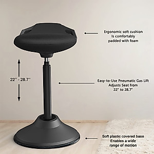 Standing Desk Chair, Adjustable Ergonomic Standing Stool, Swivel Sitting Balance Chair, Anti-Slip Bottom Pad