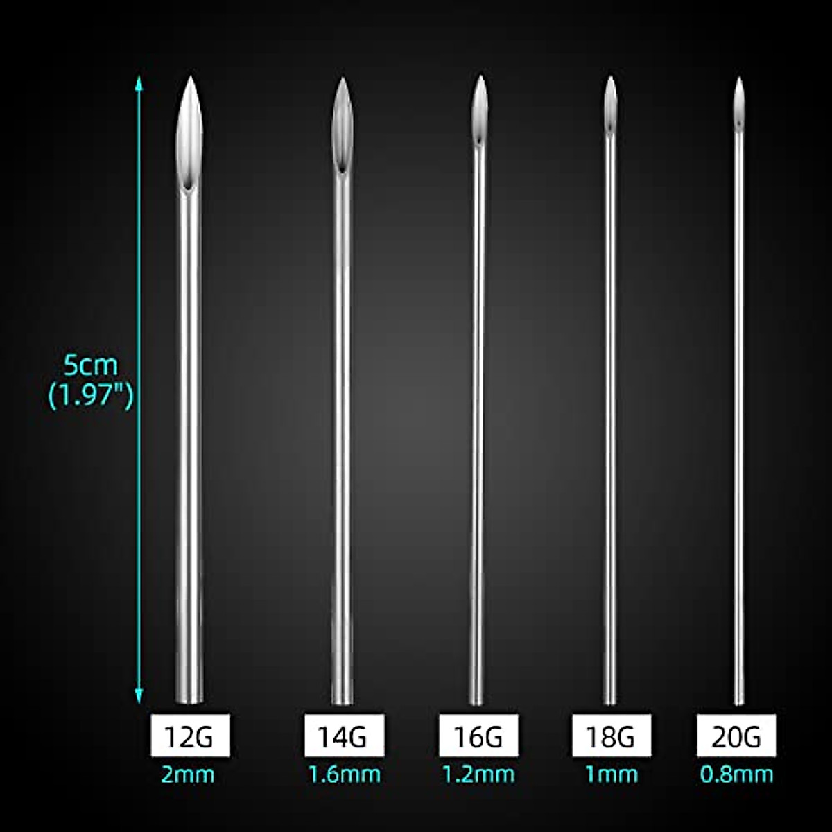 Body Piercing Needles, ATOMUS 10pcs 16G Stainless Steel Sterile Disposable Ear Nose Navel Nipple Lip Piercing Needles