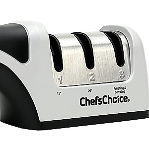Chef'sChoice 4643 Manual Knife Sharpeners 15 and 20-Degree for Serrated and Straight Knives Diamond Abrasives, 2-Stage, Gray
