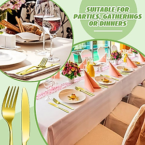 Nuenen 100 Pcs Stainless Steel Forks Dinnerware Set, Dinner Forks and Dinner Knives Flatware Set Tableware Cutlery Set for Butter Kitchen Restaurant Hotel Home, Dishwasher Safe (Gold,8.4", 7.1")