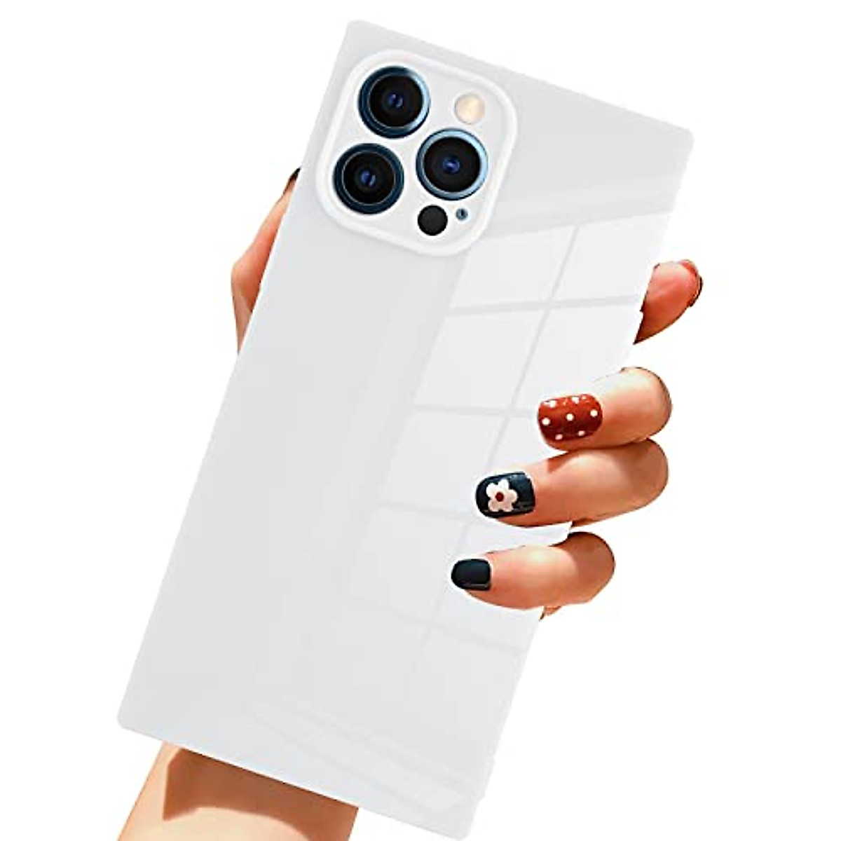 LSL for iPhone 12 Pro Max Case Square White Soft TPU Bumper Anti-Drop Anti-Scratch Shock Absorption Protective Wireless Slim Cover Compatible with iPhone 12 Pro Max 6.7 Inch for Women Girls Men