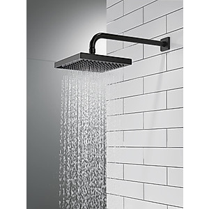 Delta Faucet Single-Spray Rain Shower Head Black, Rainfall Shower Head, Black Square Shower Head, Matte Black Rainfall Shower Head, Delta Rain Shower Metal Shower Head, Matte Black RP50841BL