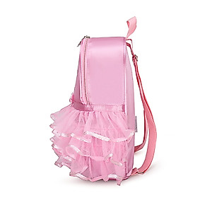 Yitengteng Princess Ballerina Backpack Dance Bag for Toddler Girls Nylon Backpack (Pink dance shoes)