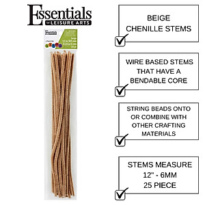 Essentials by Leisure Arts Chenille Stems Lavender 12" 6mm 25pc - Versatile Pipe Cleaners for Crafts, DIY Projects, and Decorations - Bright, Flexible Craft Pipe Cleaners