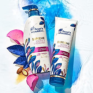 Head & Shoulders Supreme Sulfate Free Shampoo and Conditioner Set for Dry Scalp and Dandruff Treatment, Soothe and Strengthen with Argan Oil and Rose Essence, 21.2 Fl Oz
