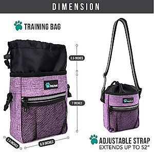 PetAmi Dog Treat Pouch, Pet Treat Pouch for Training, Dog Walking Bag Holder for Kibbles, Pet Food Toy, Dog Trainer Essentials Supplies, Poop Bag Dispenser, 3 Ways to Wear (Purple)