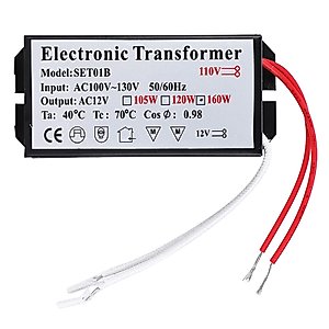 160W Electronic Transformer,AC110V to AC12V Power Supply Electronic Transformer for Halogen Lamp Beads