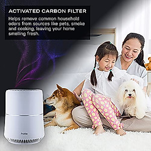 Profile Air Purifier | Removes Allergens, Odors & Other Impurities | Complete With Air Quality Sensor for Auto Fan Adjustment & Child Lock | Low Volume | Perfect for Small Rooms | White