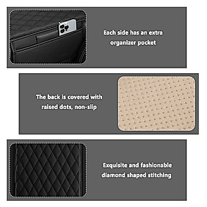 Upgraded Car Center Console Cover,Microfiber Leather Car Armrest Cover Cushion with 2 Storage Bags,Universal Car Armrest Storage Box Car Interior Accessories for Most Vehicles (Black)