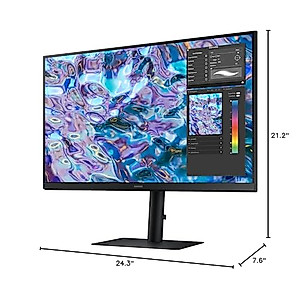 SAMSUNG S61B Series 27-Inch QHD (2560x1440) Computer Monitor, 75Hz, HDMI, IPS Panel, DisplayPort, FreeSync, Height Adjustable Stand (LS27B610EQNXZA), Black