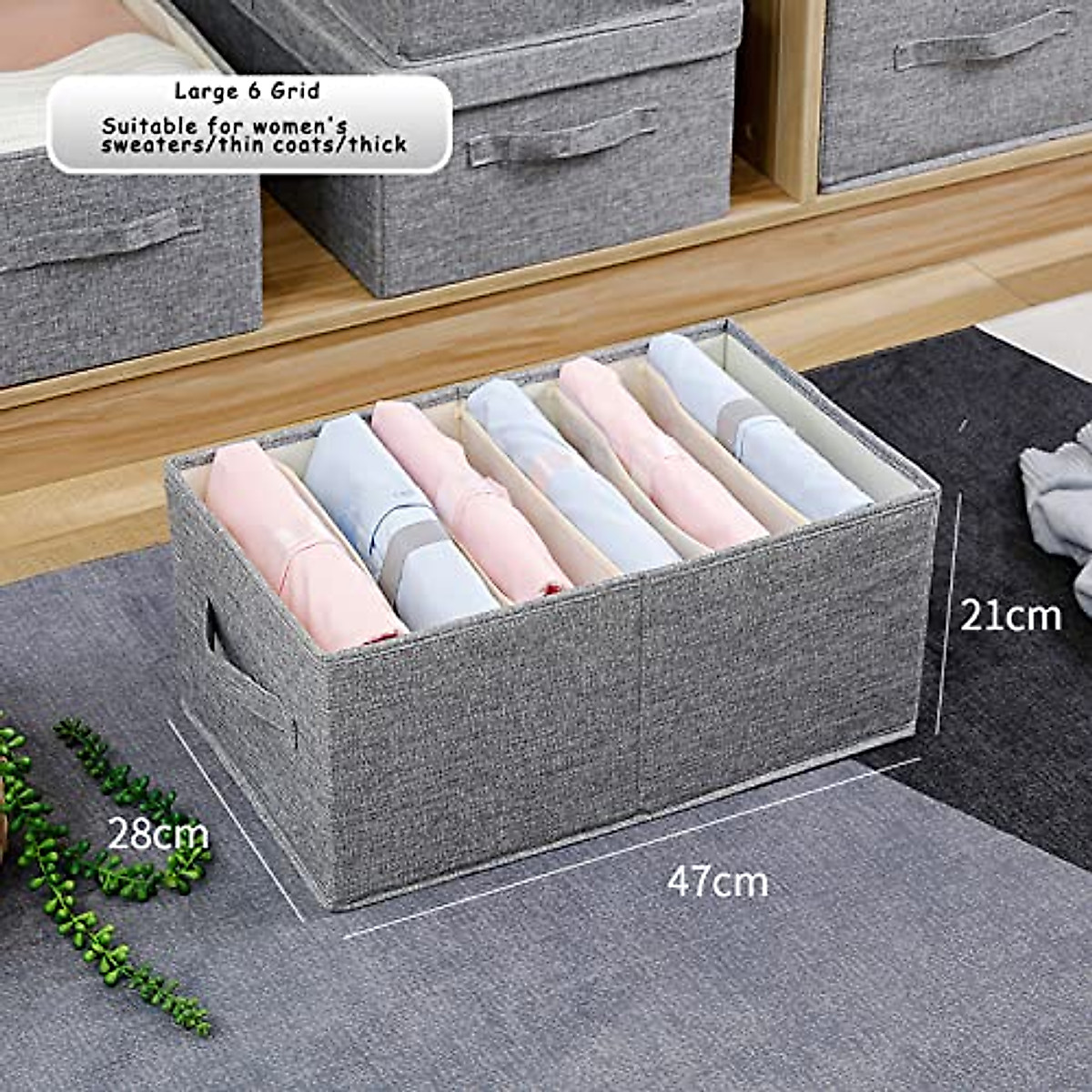 AXNOGAVH Clothes Organizer for Folded Clothes, Large 6 Grids Wardrobe Clothes Organizer for Clothes, Jeans and Pants