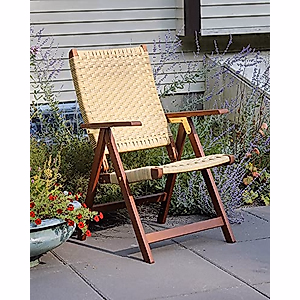 Achla Designs 125-8002 Folding Dining Arms, Polyweave Chair, Oiled Finish