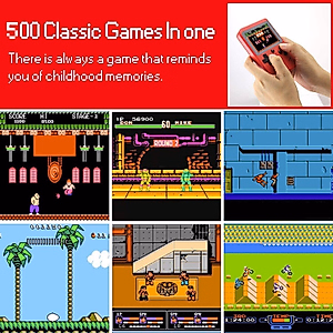 PomisGam Handheld Game Console, Retro Mini Game Player,500 Classical FC Games, Support for Connecting TV & Two Players with Rechargeable Battery Gift for Kids and Adult (Blue)