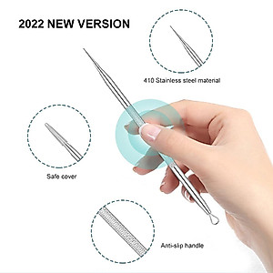 Blackhead Remover, 2 PCS Pimple Popper ，Stainless Steel Pimple Extractor Blackhead Removal Tool Risk Free Treatment for Blemish,Whitehead Popping